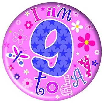 Birthday Badge - Age 9 - Girl - Assorted Designs ** – The Alderney Centre